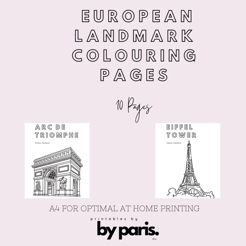 Printable A4 European Landmarks Colouring Pages - Journey Across the ...