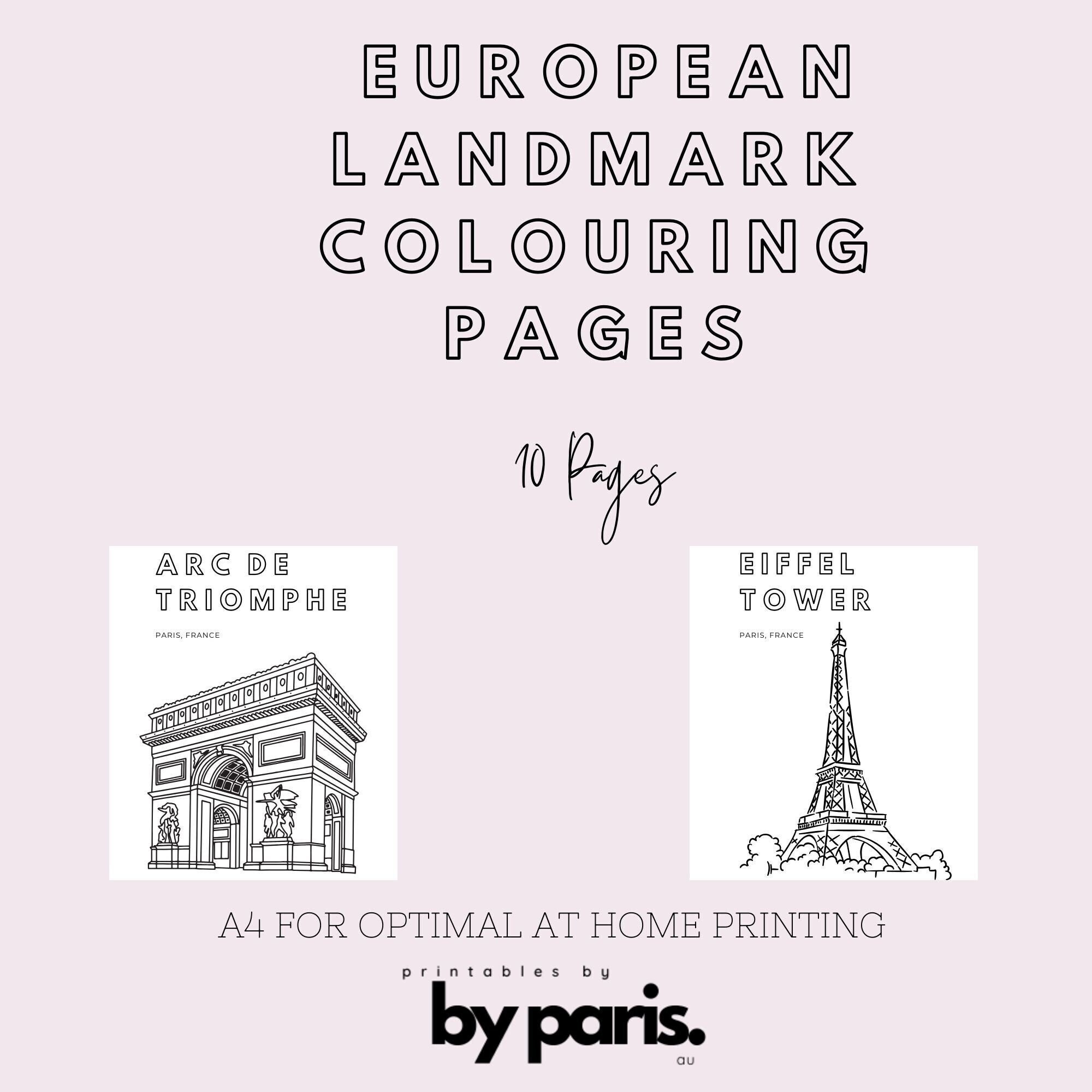 Printable A4 European Landmarks Colouring Pages - Journey Across the ...
