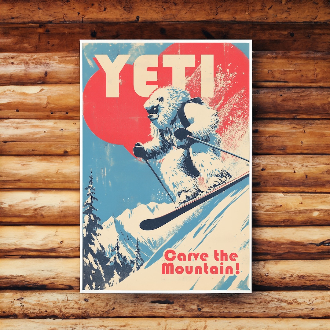 Yeti Slopes: Carve the Mountain Poster Print - Etsy