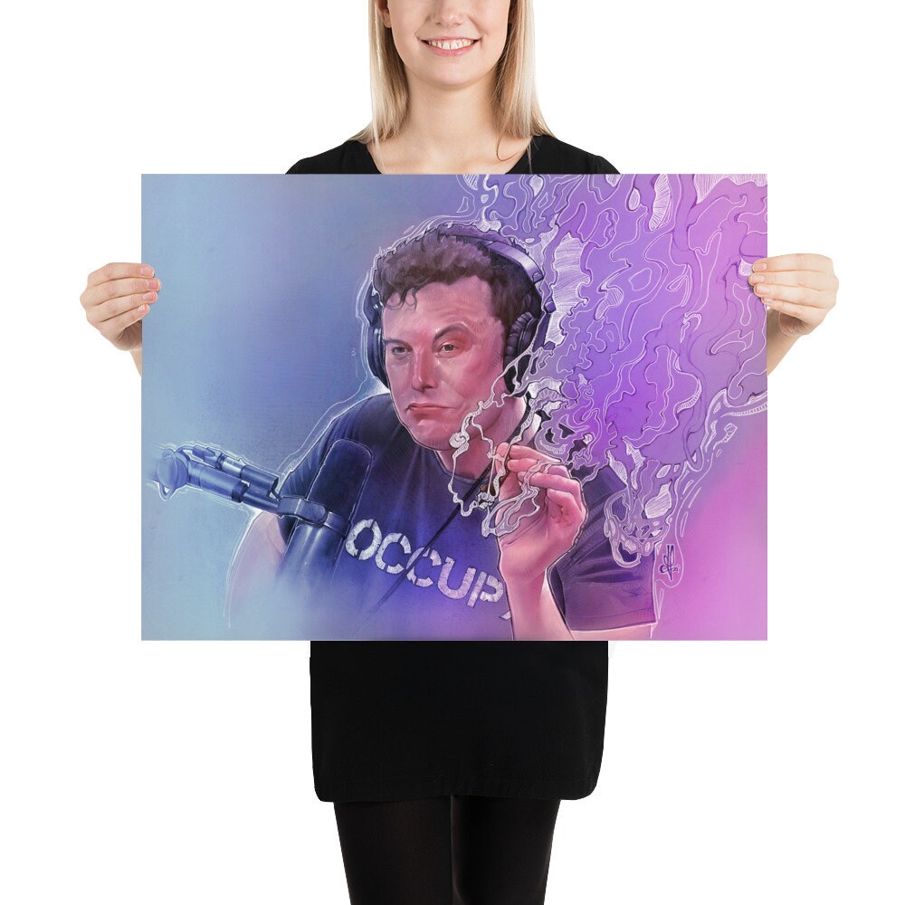 Elon Musk Smoking Poster Print - Spacex and Tesla Owner and Famous MEME ...