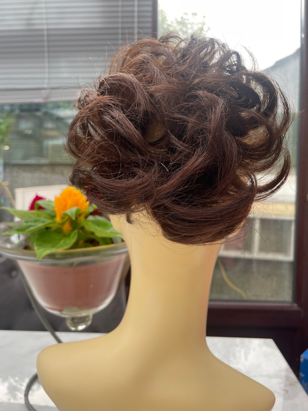 Dark Brown(2) Top Knot Bun Scratch Ponytail Extensions Scrunchie Human ...