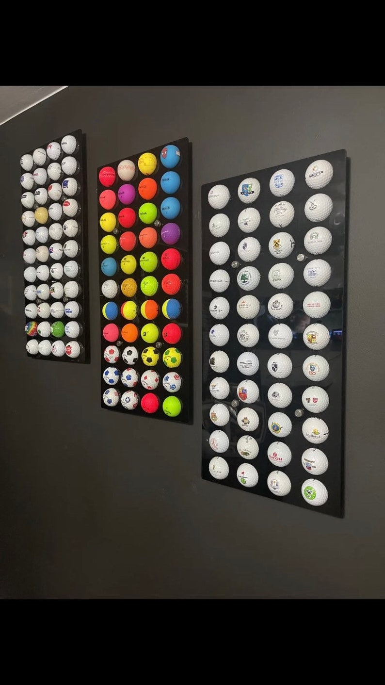 Golf Ball Display - Wall Mounted - Signed - Hole in 1 - Black Acrylic ...