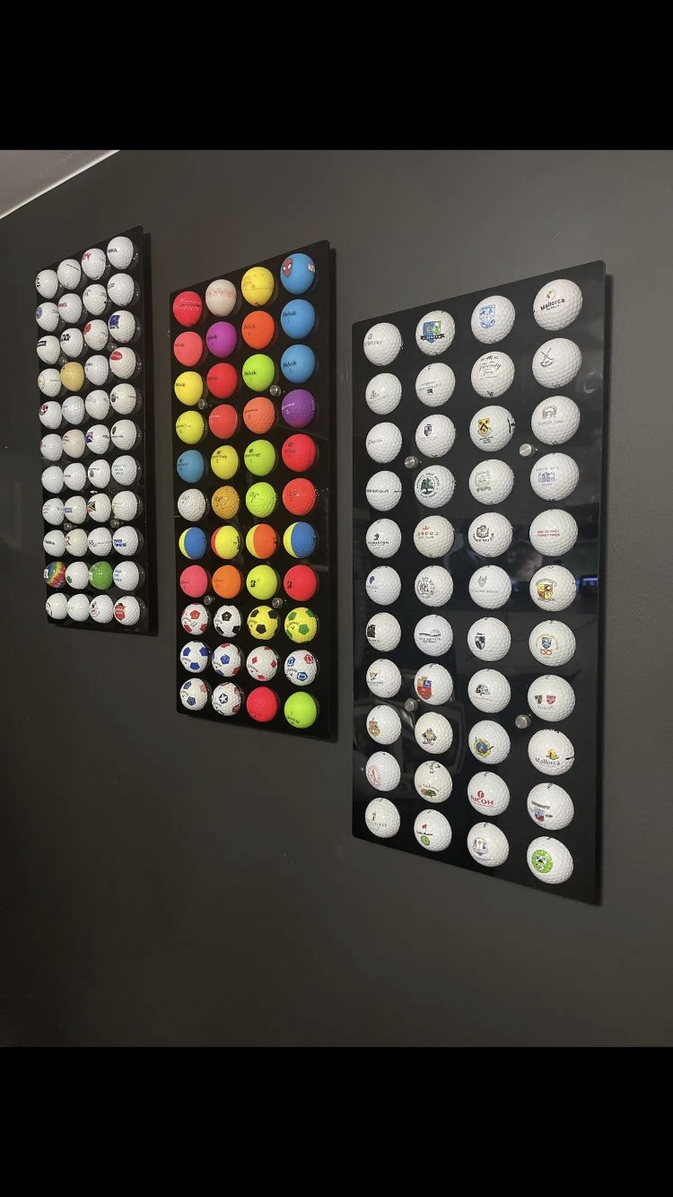 Golf Ball Display - Wall Mounted - Signed - Hole in 1 - Black Acrylic ...