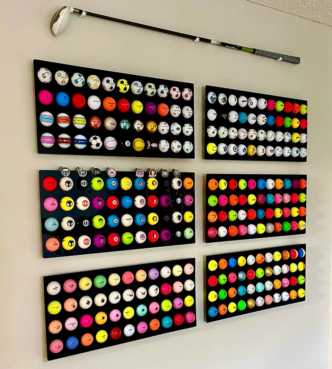 Golf Ball Display - Wall Mounted - Signed - Hole in 1 - Black Acrylic ...