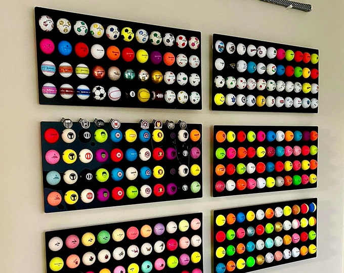 Golf Ball Display Wall Mounted Signed Hole in 1 Black Acrylic 44 Balls ...