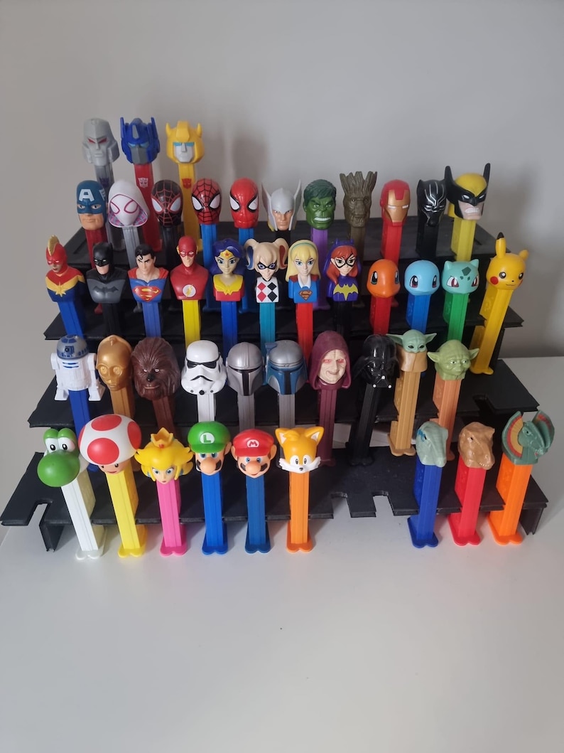 48 PEZ Dispenser Display Shelf Stadium Style - Fits Regular, Pop, and ...