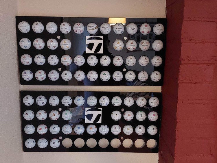 Golf Ball Display - Wall Mounted - Signed - Hole in 1 - Black Acrylic ...