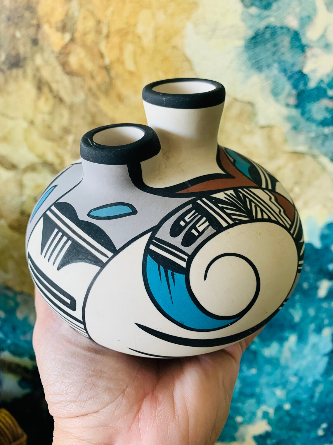 Vintage Hopi Bird Pottery Double Vase Desert Pueblo | Etsy