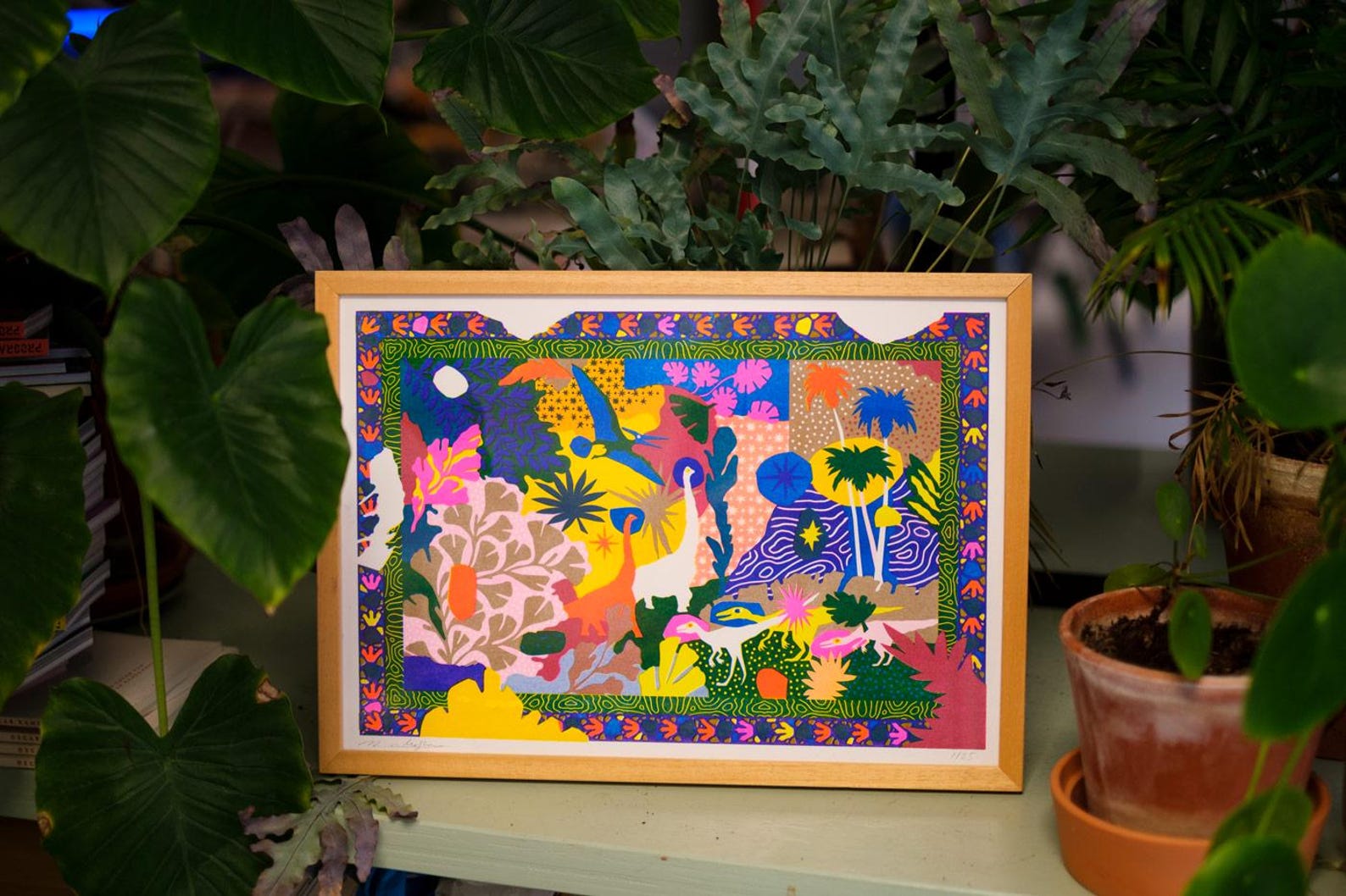 A3 Riso Print Full of Dinosaurs, Patterns and Plants - Etsy