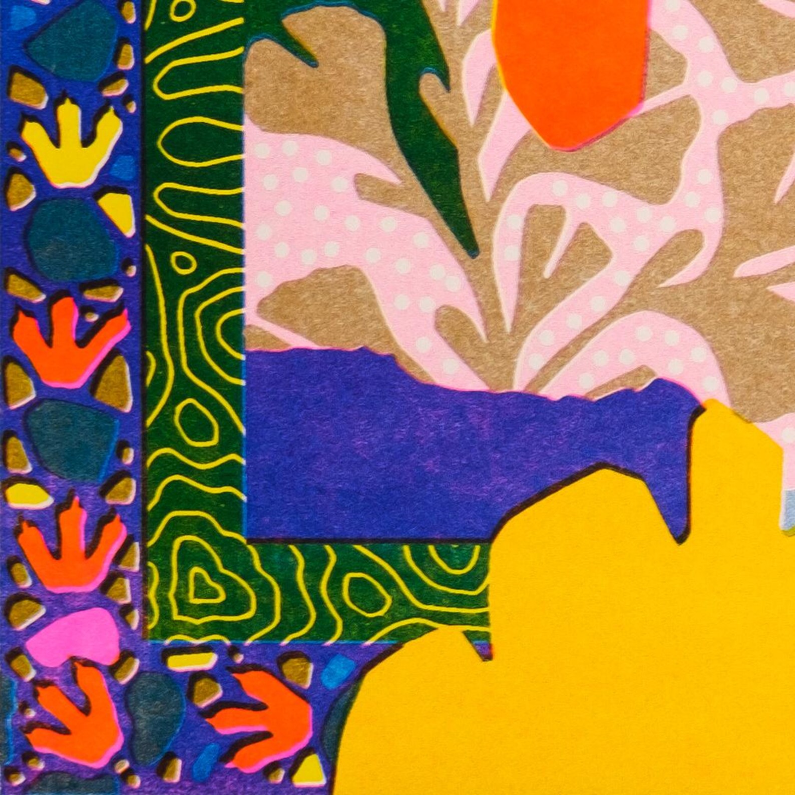 A3 Riso Print Full of Dinosaurs, Patterns and Plants - Etsy