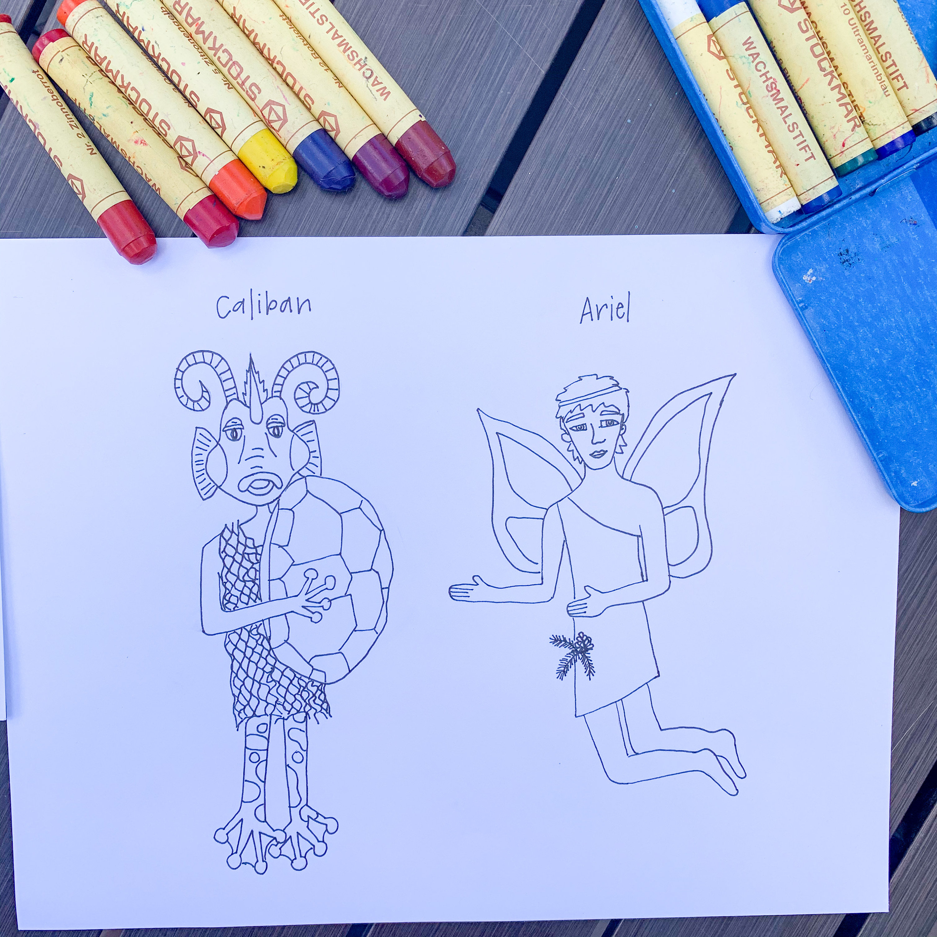 Color-your-own "the Tempest" Shakespeare Popsicle Puppets - Etsy