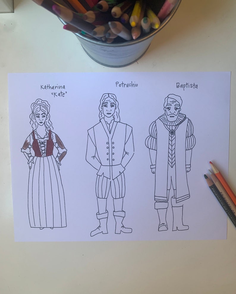 Color-your-own "the Taming of the Shrew" Shakespeare Popsicle Puppets ...