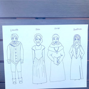 Color-your-own "much Ado About Nothing" Shakespeare Popsicle Puppets - Etsy