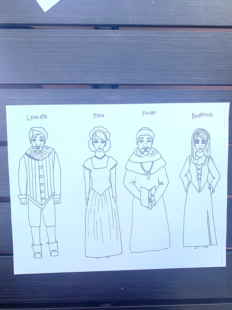 Color-your-own much Ado About Nothing Shakespeare - Etsy