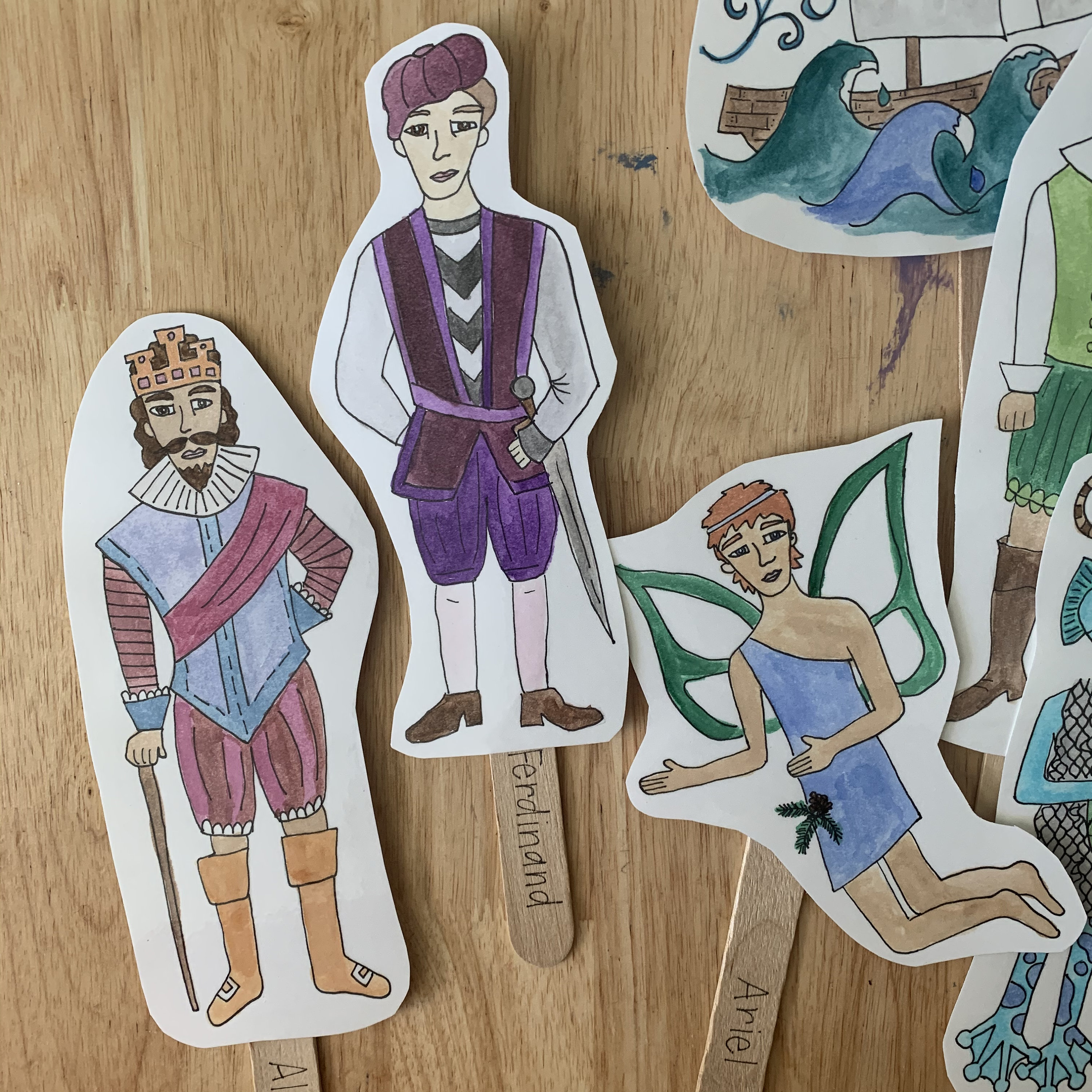 Bundle of the Tempest Shakespeare Popsicle Puppets: Watercolored and ...