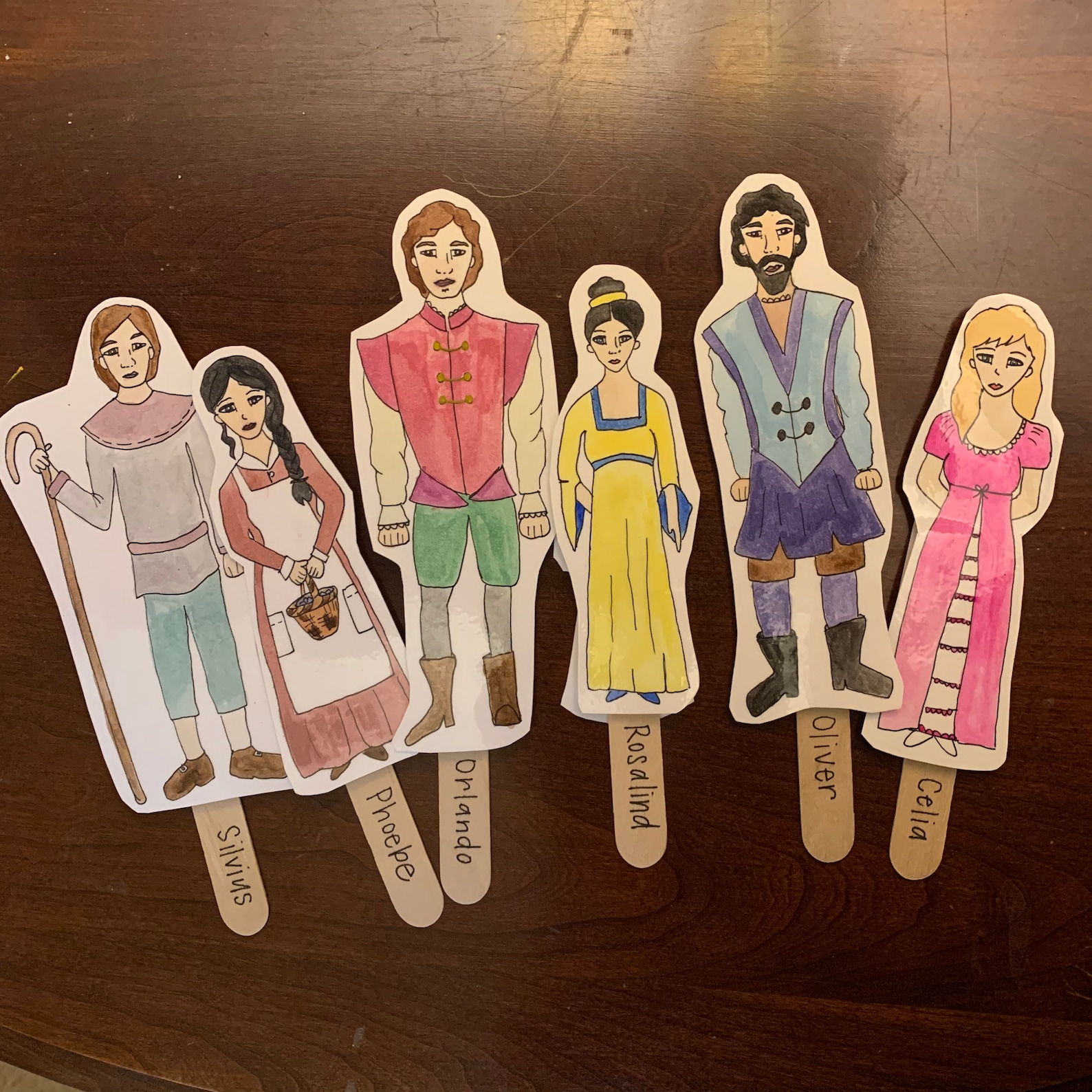 As You Like It Shakespeare Popsicle Puppets - Etsy