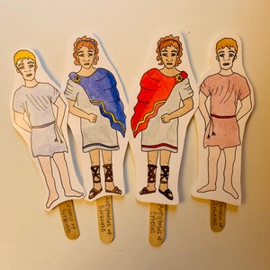 Bundle of "the Comedy of Errors" Popsicle Puppets: Watercolored and ...