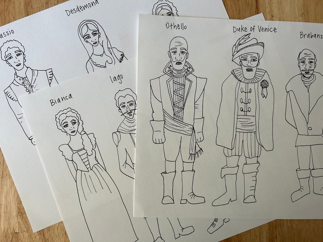 Color-your-own "othello" Shakespeare Popsicle Puppets - Etsy