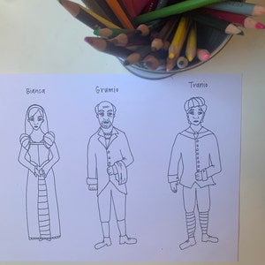 Bundle of "the Taming of the Shrew" Shakespeare Popsicle Puppets: Color ...