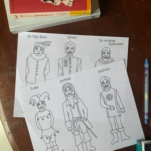 Color-your-own Twelfth Night Shakespeare Popsicle Puppets - Etsy