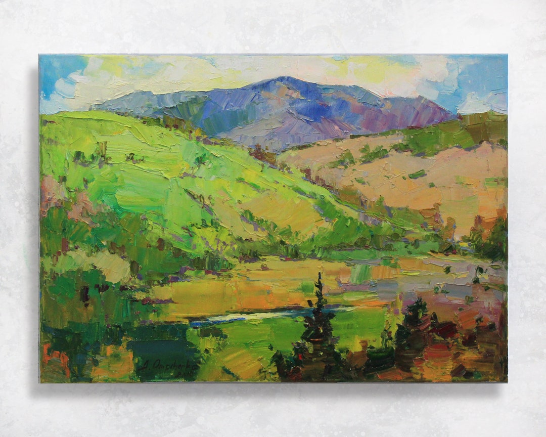 Impressionism Art Landscape Oil Painting Original Wall Art Mountain ...
