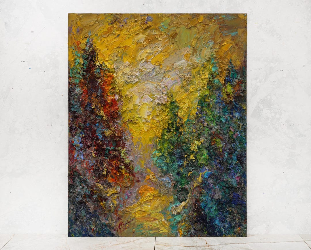 Sunset Oil Painting Original, Impasto Painting, Original Textured ...