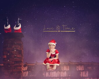 Santa Chimney Digital Backdrop - Etsy
