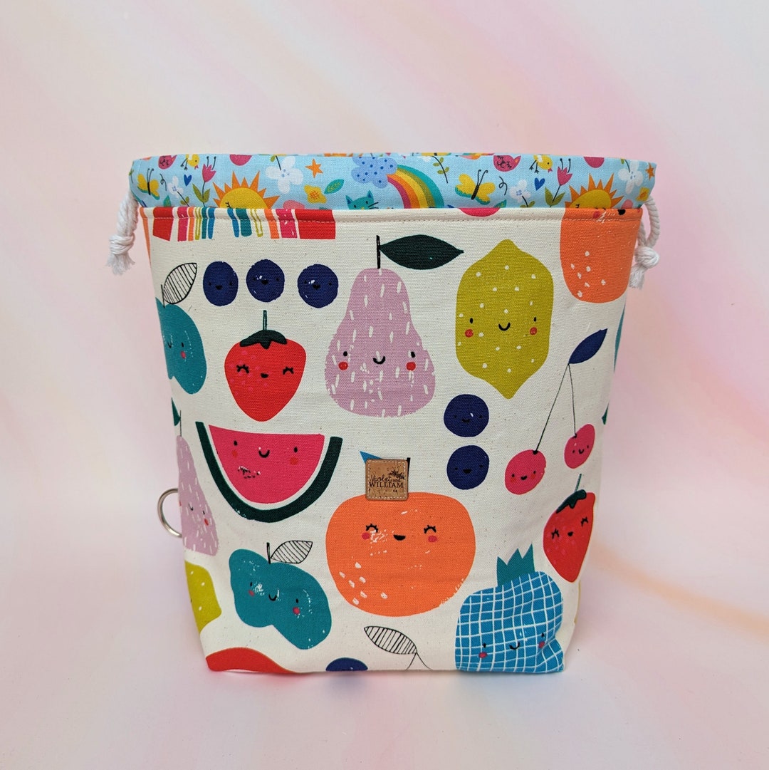 Cute Fruit Drawstring Project Bag, Knitting and Crochet Project Bag - Etsy