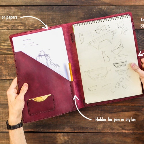 Leather Portfolio Notepad Holder Notebook Covers Leather - Etsy
