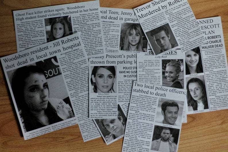 SCREAM / Ghostface / Newspaper Bundle / Props - Etsy UK