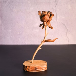 Wooden Rose, Premium Handcrafted Wood Rose, a Surrealistic Carved Gift ...