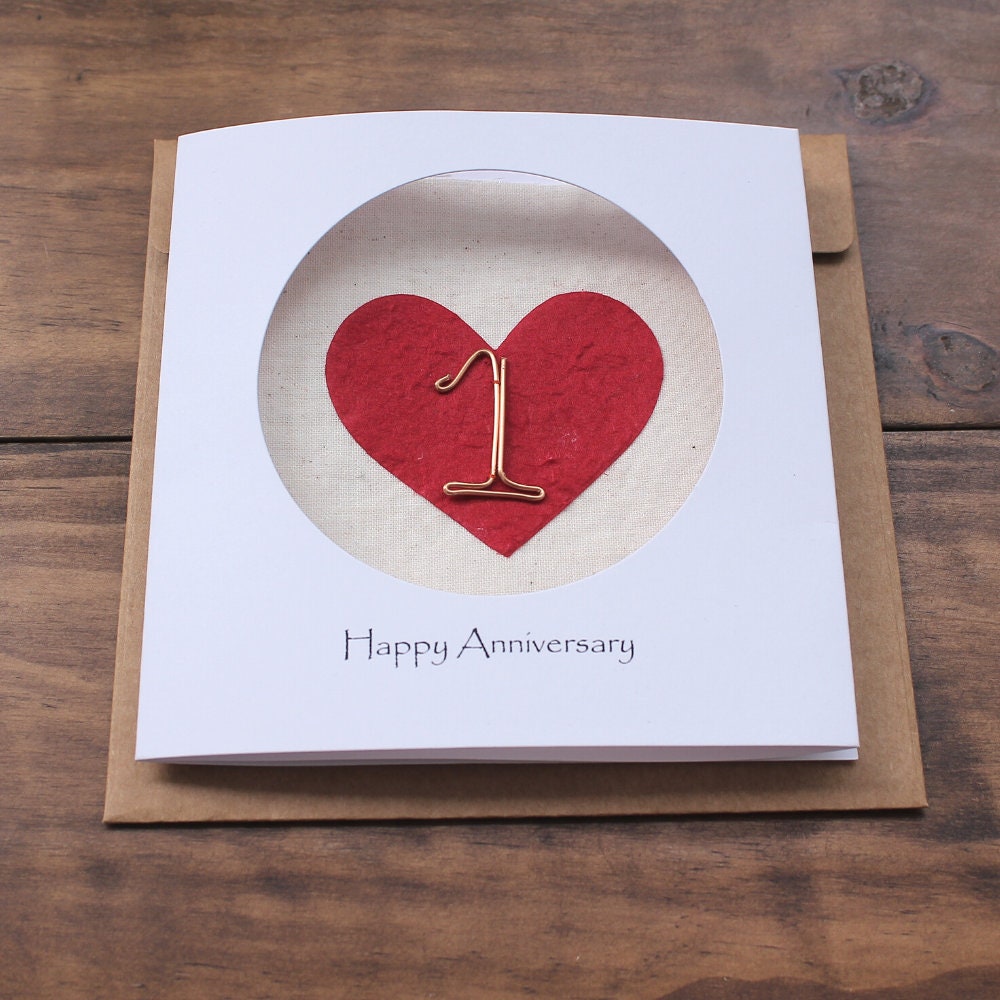 1st First Year Wedding Anniversary Card for Her Him Handmade - Etsy
