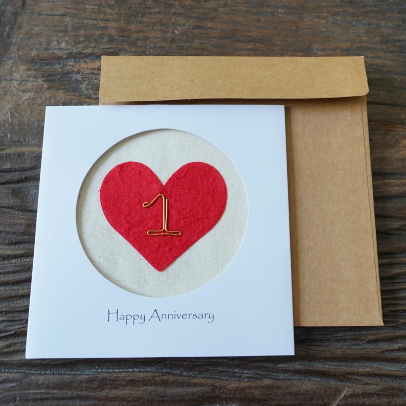 1st First 1 Year Wedding Anniversary Card for Her Him, Handmade ...