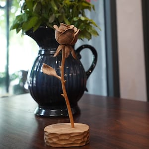 Wooden Rose, Premium Handcrafted Wood Rose, a Surrealistic Carved Gift ...