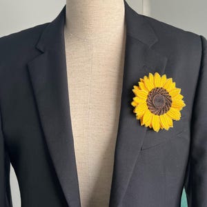 Sunflower Brooch, Embroidery Lace Flower Pin 3,5’. Sunflower Corsage ...