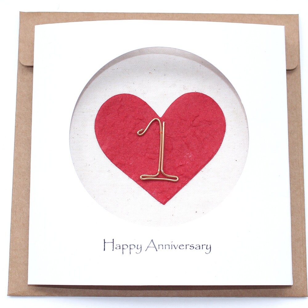 1st First Year Wedding Anniversary Card for Her Him Handmade - Etsy