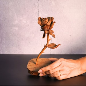 Wooden Rose, Premium Handcrafted Wood Rose, a Surrealistic Carved Gift ...