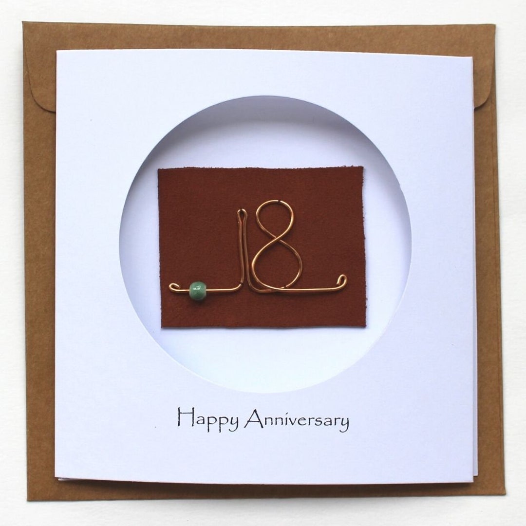 18th Wedding Anniversary Card for Her Him, Handmade Porcelain ...