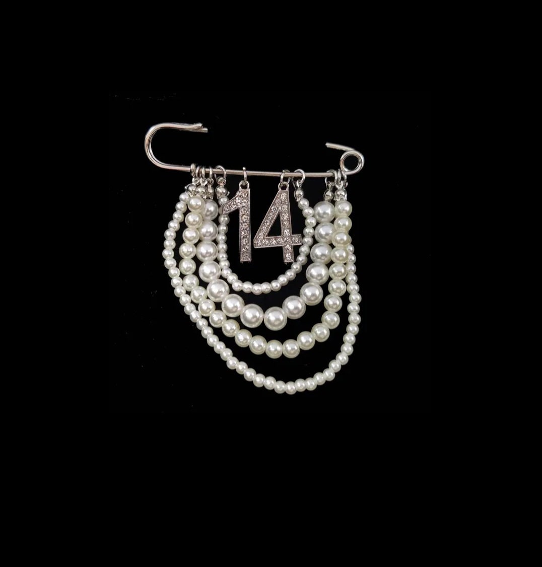 Sorority Safety Pin Line Number Brooch - Etsy