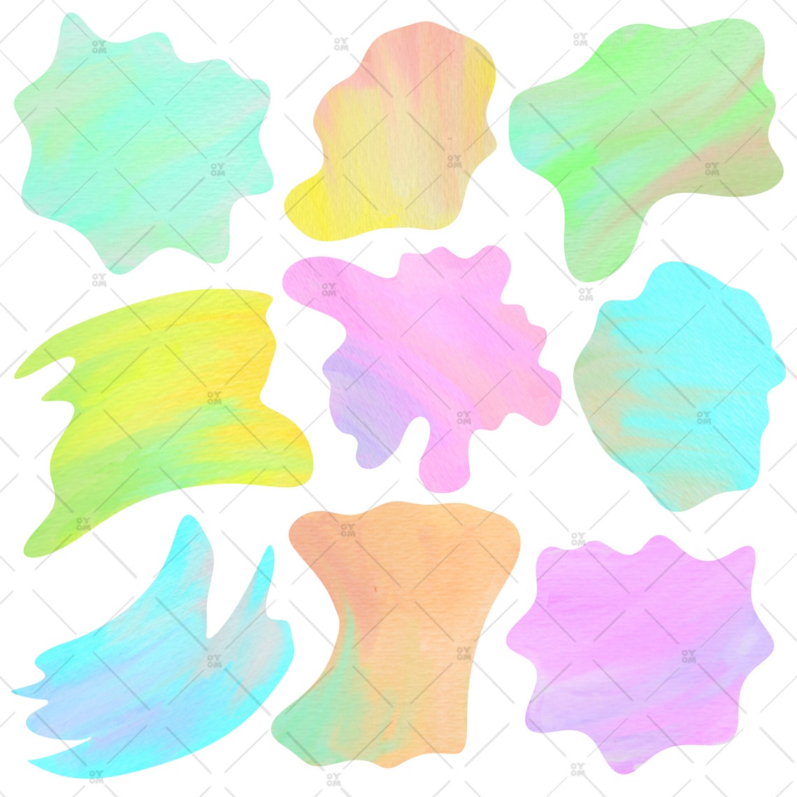 Pastel Paint Splash Swatch Watercolor Graphic Elements Splotch | Etsy