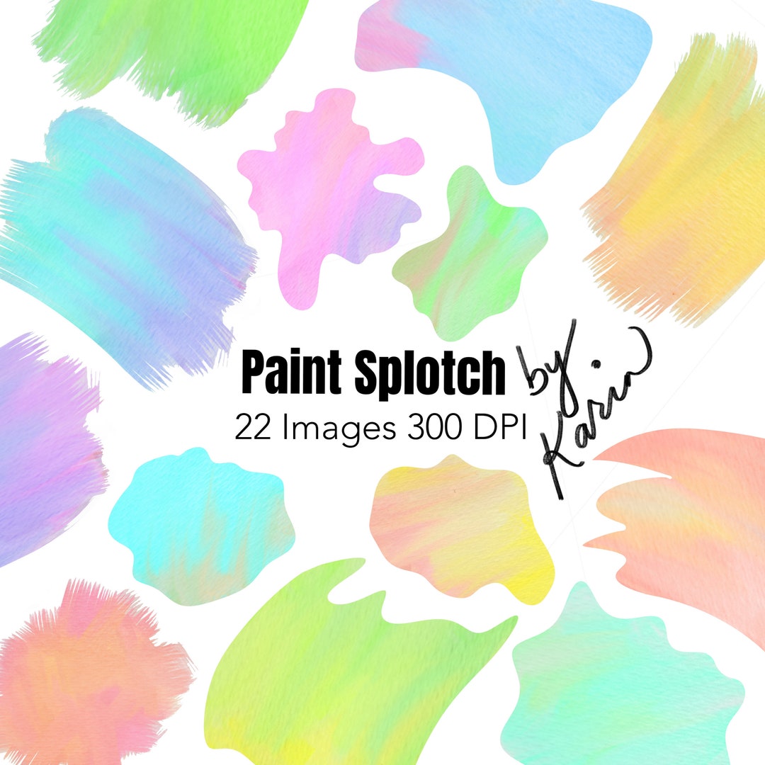 Pastel Paint Splash Swatch Watercolor Graphic Elements Splotch Blob - Etsy