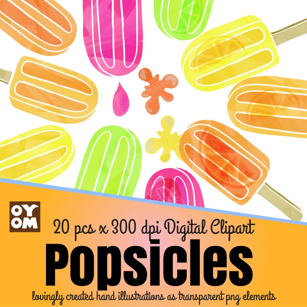 Summer Popsicle Clipart Watercolor Illustration Fruit Treat - Etsy