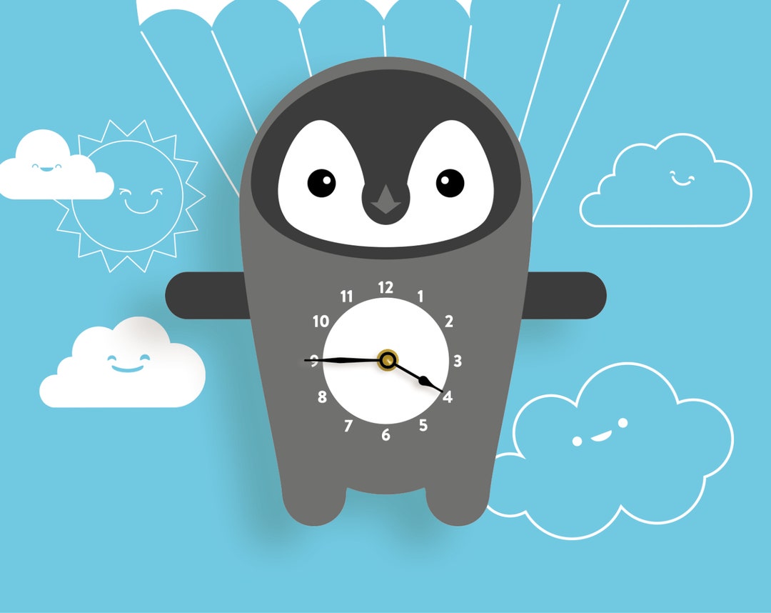 Penguin Clock Mountain Nursery Decor Kids Clock Antarctic Animals Kids ...