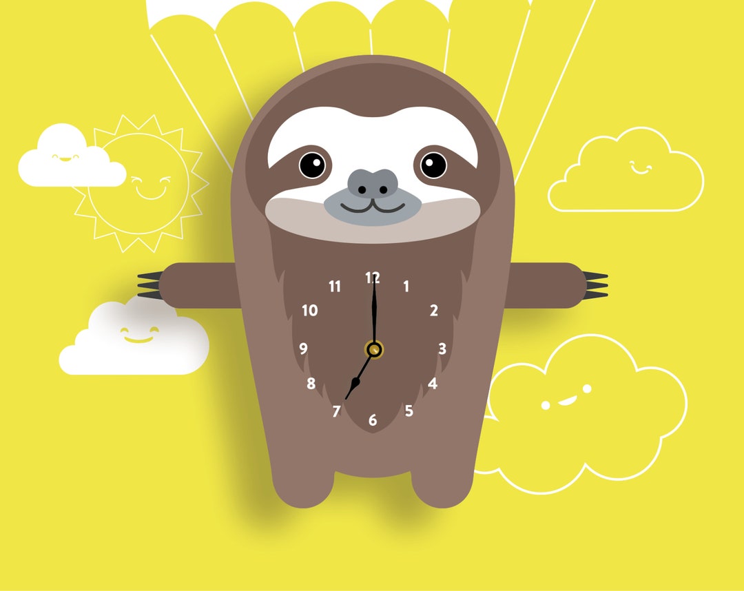 Sloth Clock Jungle Nursery Decor Kids Clock Jungle - Etsy