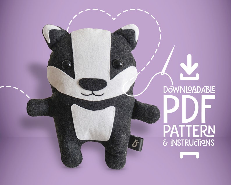Badger SEWING PATTERN PDF Make Your Own Plush Animal Toy | Etsy