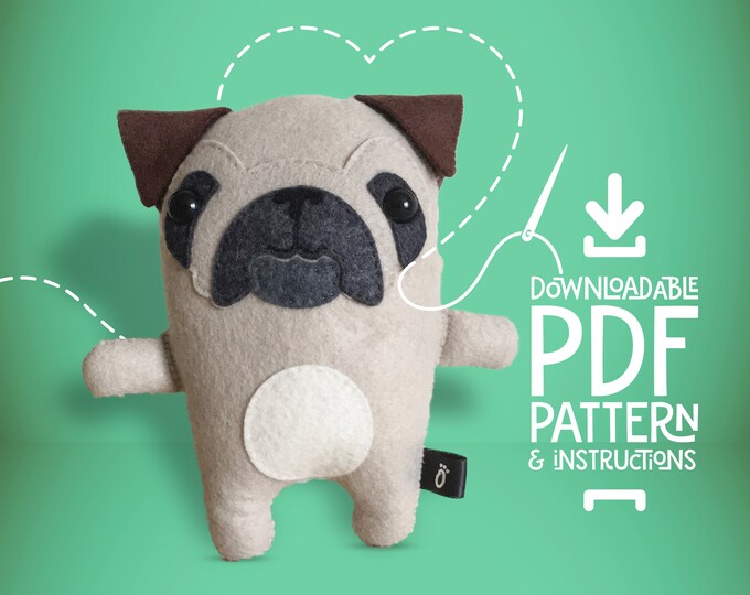 Pug SEWING PATTERN PDF Make Your Own Plush Animal Toy - Etsy
