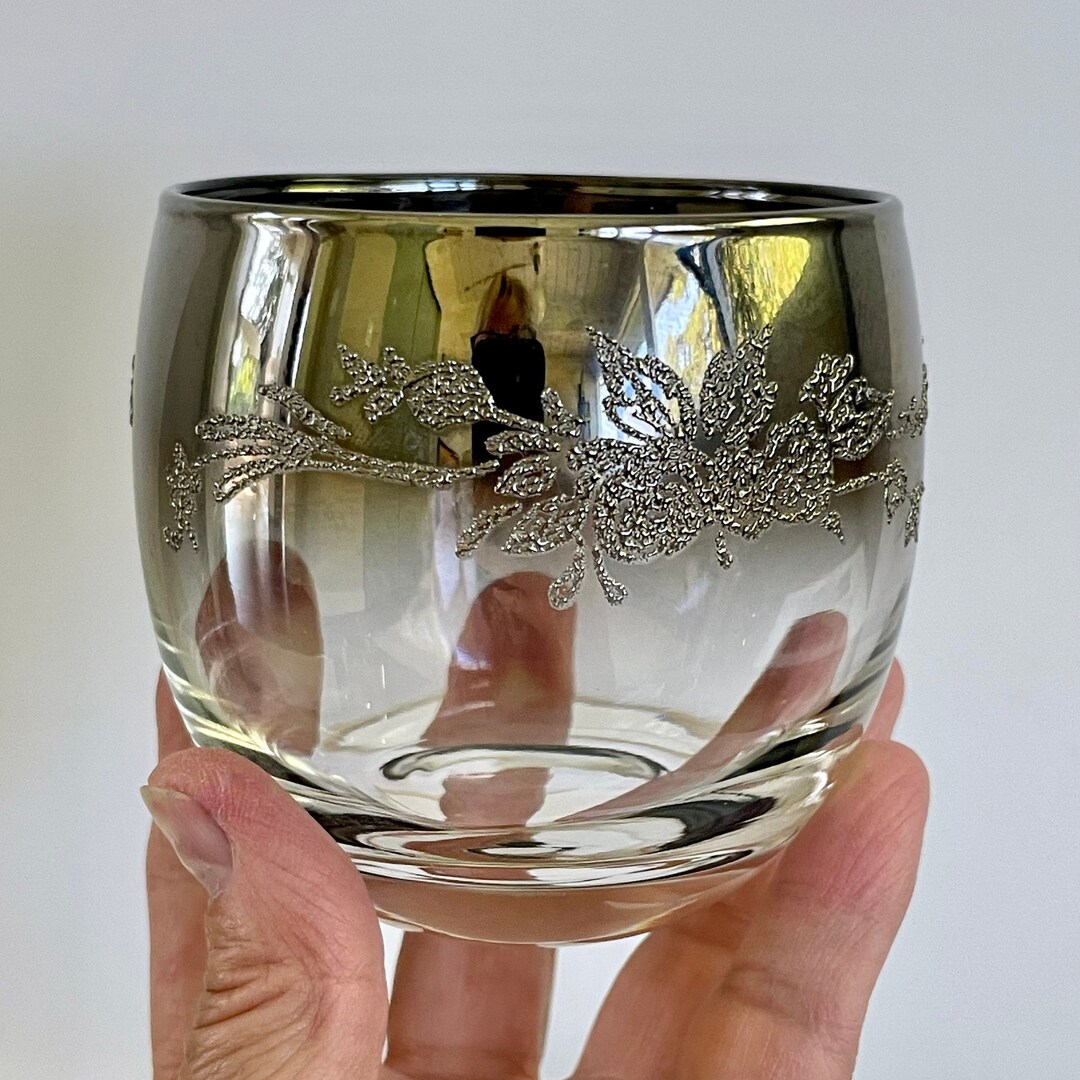Vintage Vitreon Queen's Lusterware Silver Fade Roly Poly Glasses - Etsy
