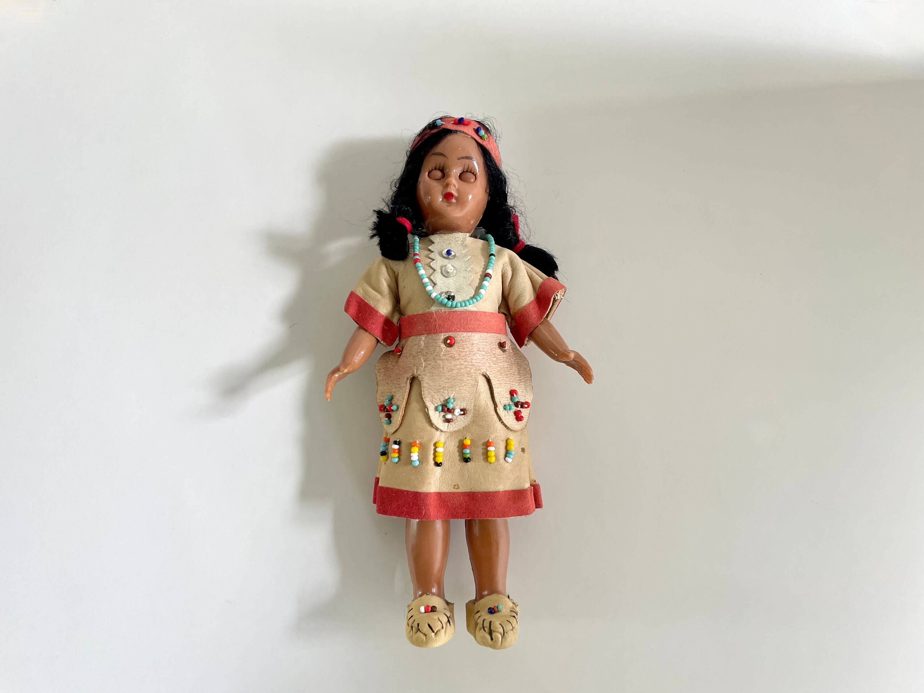 Vintage Native American Dolls With Real Traditional Suede Clothing ...