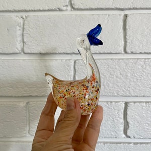 Vintage Murano Glass Paperweight Goose With Confetti Design and Blue ...