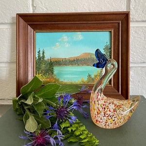 Vintage Murano Glass Paperweight Goose With Confetti Design and Blue ...